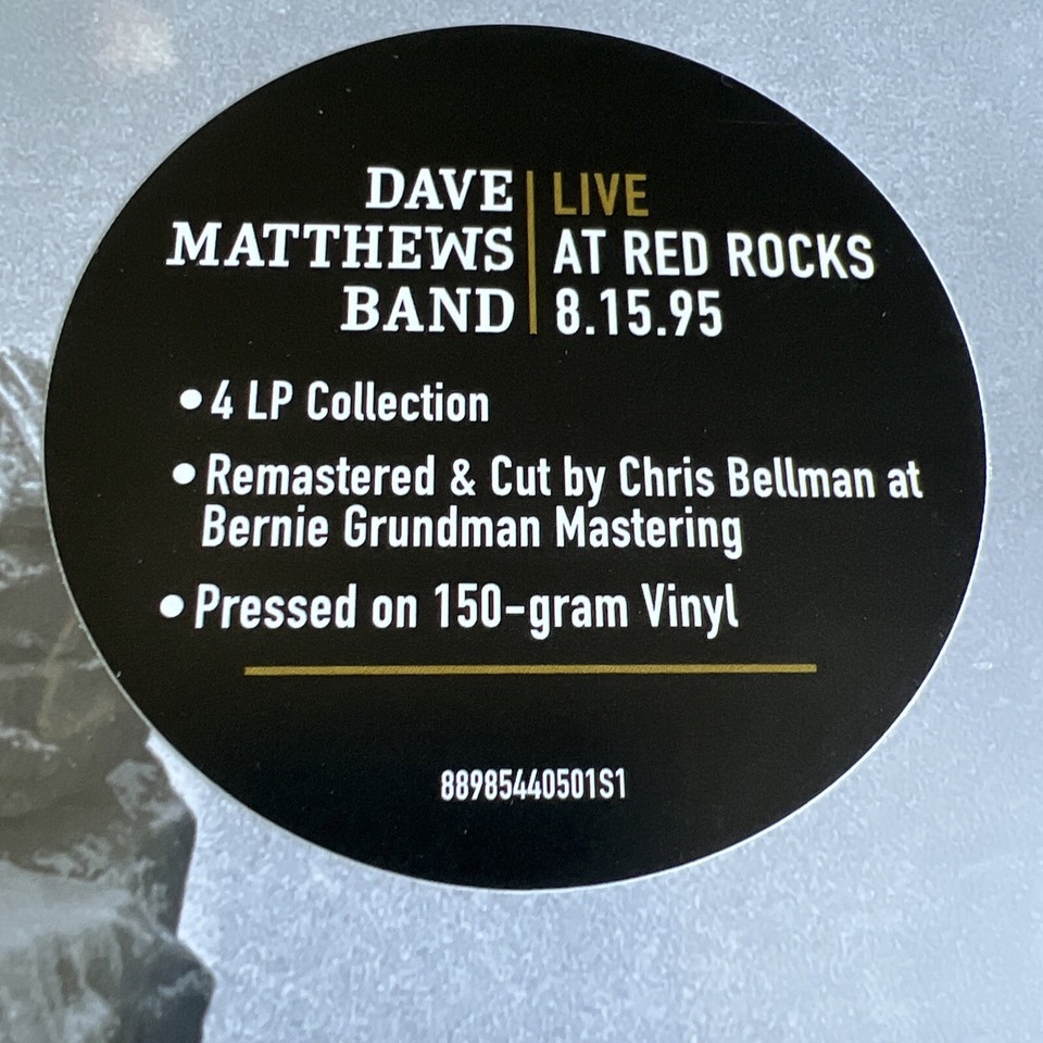DAVE MATTHEWS BAND LIVE AT RED ROCKS - 4LP 150G Vinyl Boxset ...