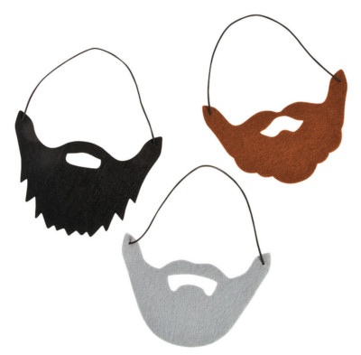 Set /3 Felt Fake Beards-Black, Brown, Grey Costume Dress up Halloween ...