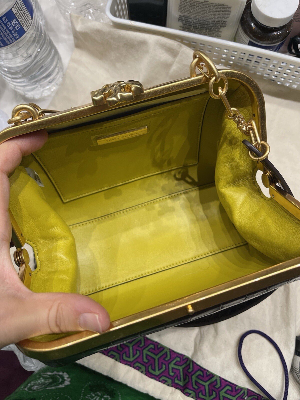 Tory Burch Cleo Embossed Small Bag Brown. Shoulder Bag Purse. | eBay