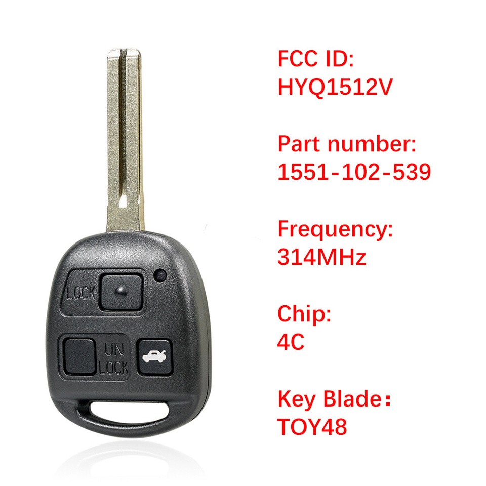 Replacement for 1998 1999 2000 Lexus LS400 Key Fob Remote HYQ1512V 4C ...