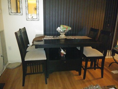 tall pub dining room set 4 chairs table | eBay