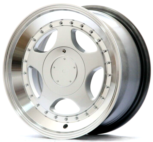 15X7" GUNMETAL MACHINED LIP SET OF 4 WHEELS FITS 4x100/108 DUAL BOLT ...