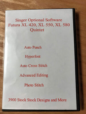 SINGER FUTURA SOFTWARE FOR XL 420, 550,580 and Quintet! 5 PROGRAMS+ ...