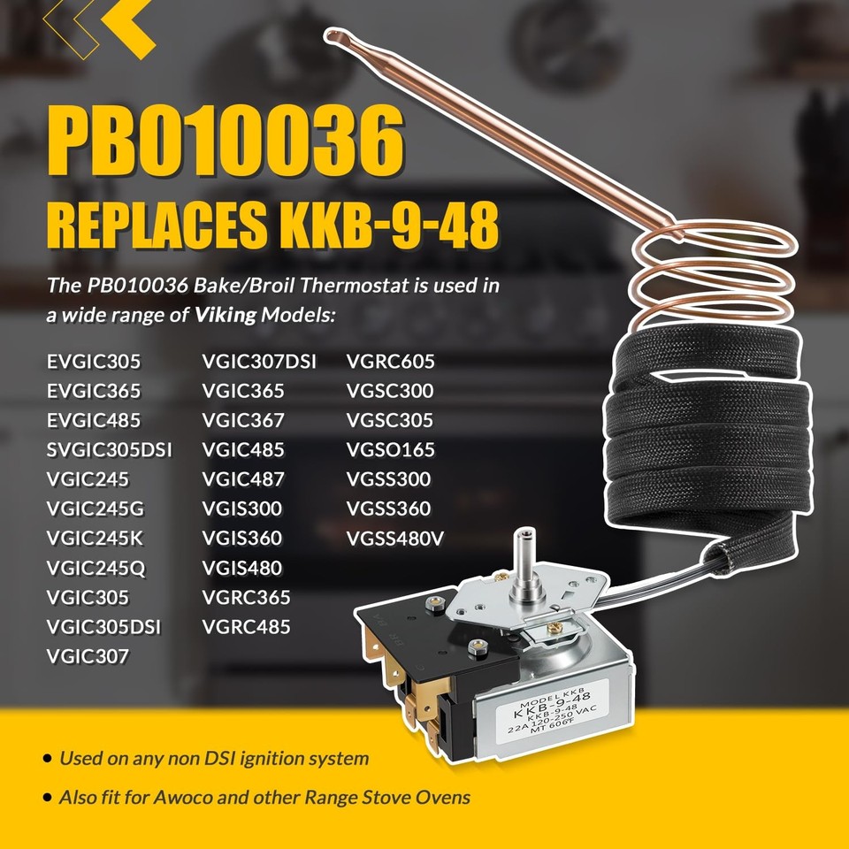 PB010036 Thermostat Bake/Broil Part - Replace for KKB-9-48 fit for ...