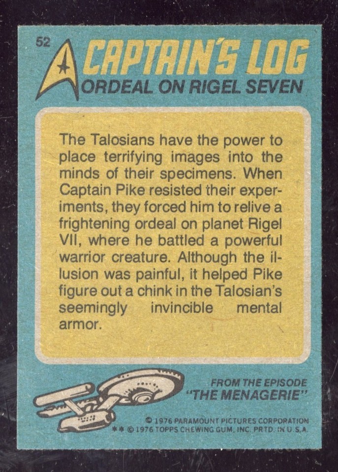1976 Topps Star Trek #52 Ordeal on Rigel Seven - NM/MT - CENTERED ...