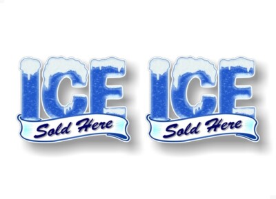 2 ICE Sold Here 5'' Decals Concession Stand Convenience Store Gas ...