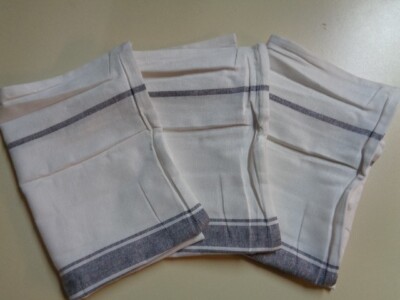 20x Cotton Kitchen Catering Bar Glass Cloths Cleaning Black Centre ...