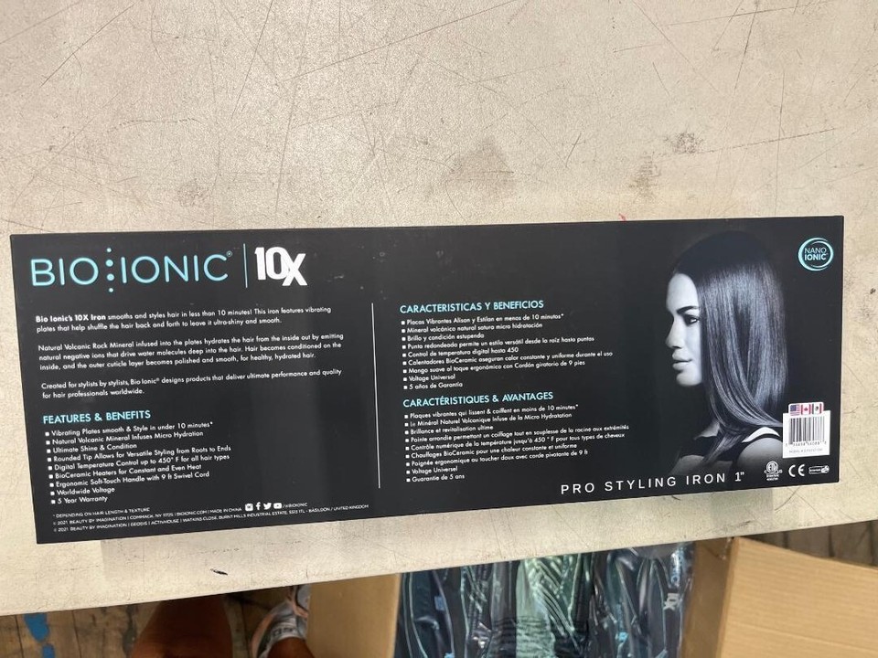BIO IONIC 10X Pro Styling Iron 1" Flat Iron Model # Z-FGTST-10X New | eBay