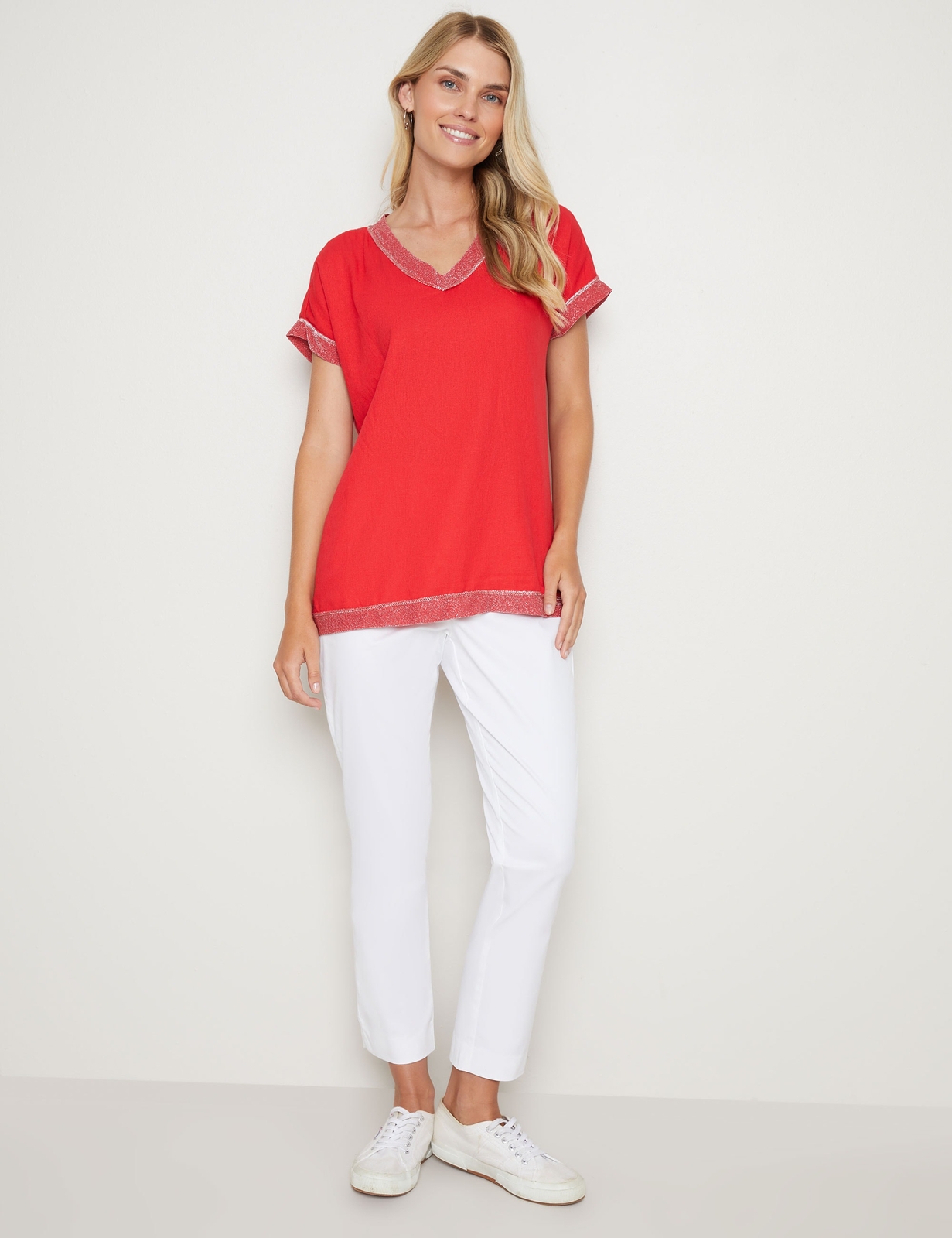 W LANE - Womens Tops - Linen Lurex Trim Knitwear Back Top | eBay