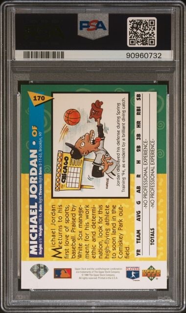 1994 Upper Deck Fun Packs 170 Michael Jordan Baseball White Sox PSA 9 ...