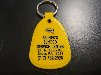Vintage Original Bruner's Sunoco Gas Station Key Ring with Fobs - New ...