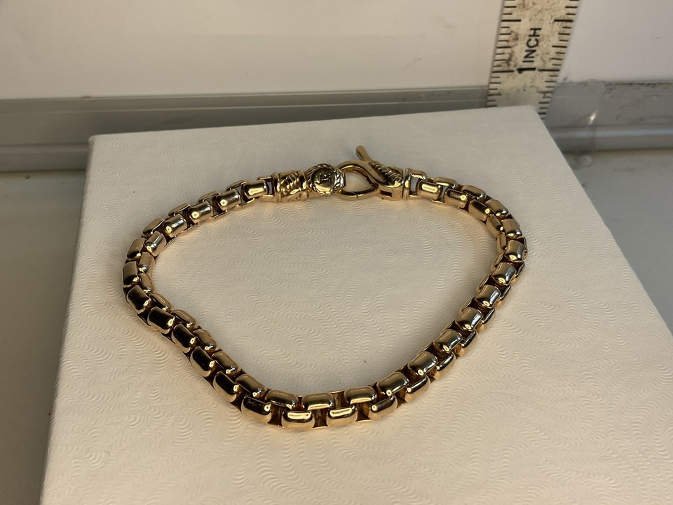 John Hardy Jai Rose Gold Plated Sterling Silver Box Chain Bracelet 7.25 ...