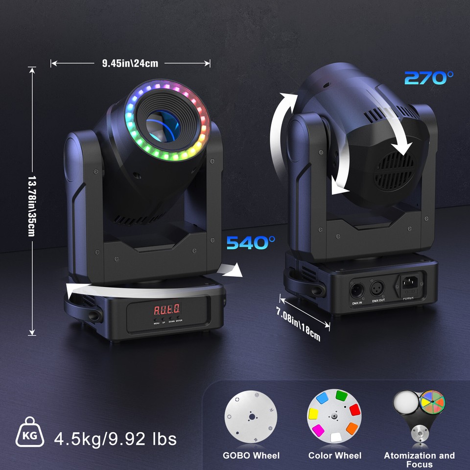 180W ZOOM LED Moving Head Light RGBW Gobo Beam Stage Spot Lighting DJ ...