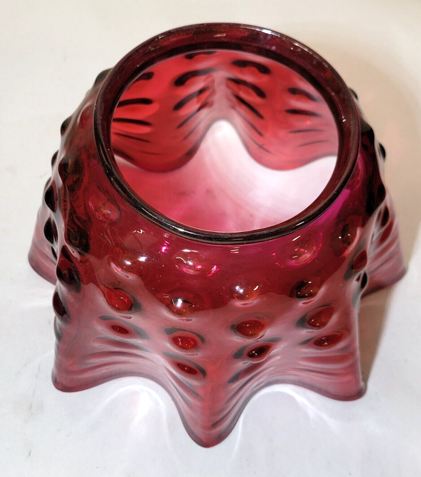 Victorian Gothic DEVIL & Lady Figural OIL LAMP Red Ruby Glass Hobnail ...