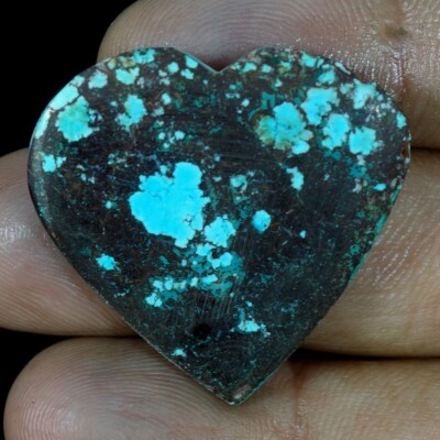 28.60 Cts Natural African Azurite Chrysocolla Heart Cab Loose Gemstone ...