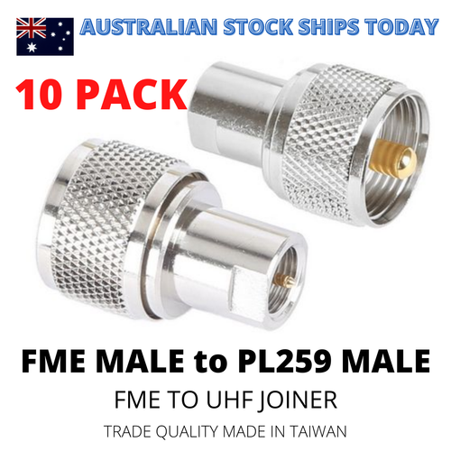 10 x FME Male to UHF PL259 Male Connector Plug Gold Pin Coax Cable CB ...