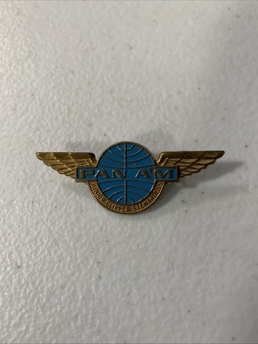 Vintage Pan Am Junior Clipper Stewardess Metal Wings Pin Blue Logo | eBay