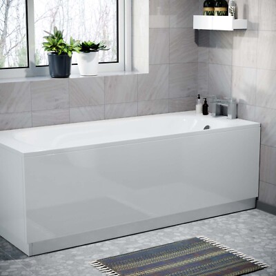 Nes Home Modern 1700mm White High Gloss Bath Tub PVC Front & End Panel ...