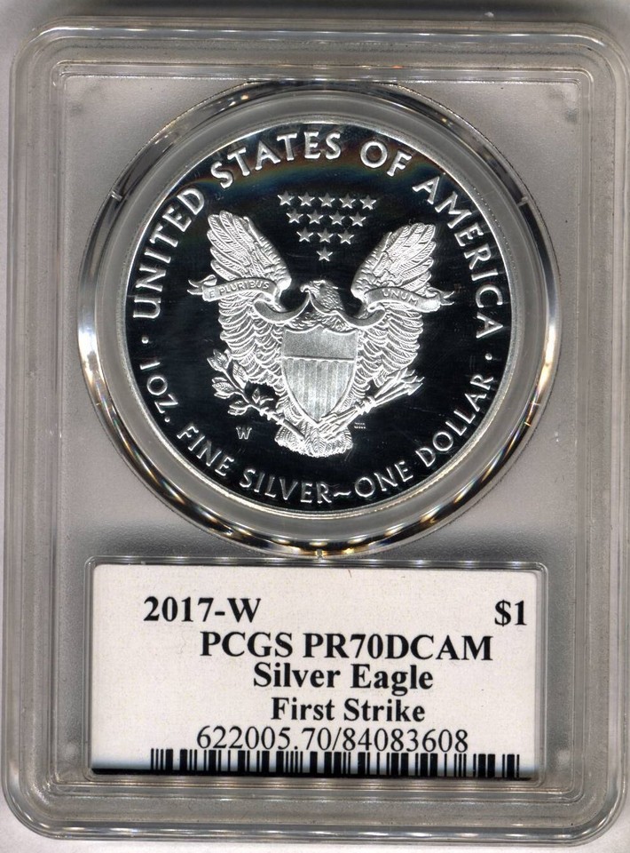 2017 W 1 oz. US Silver Eagle Proof Coin PCGS PR70DCAM First Strike COIN ...
