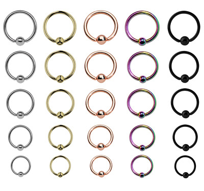 Ball Closure Ring Captive Bead ring BCR Lip Nose Ear Septum Tragus ...