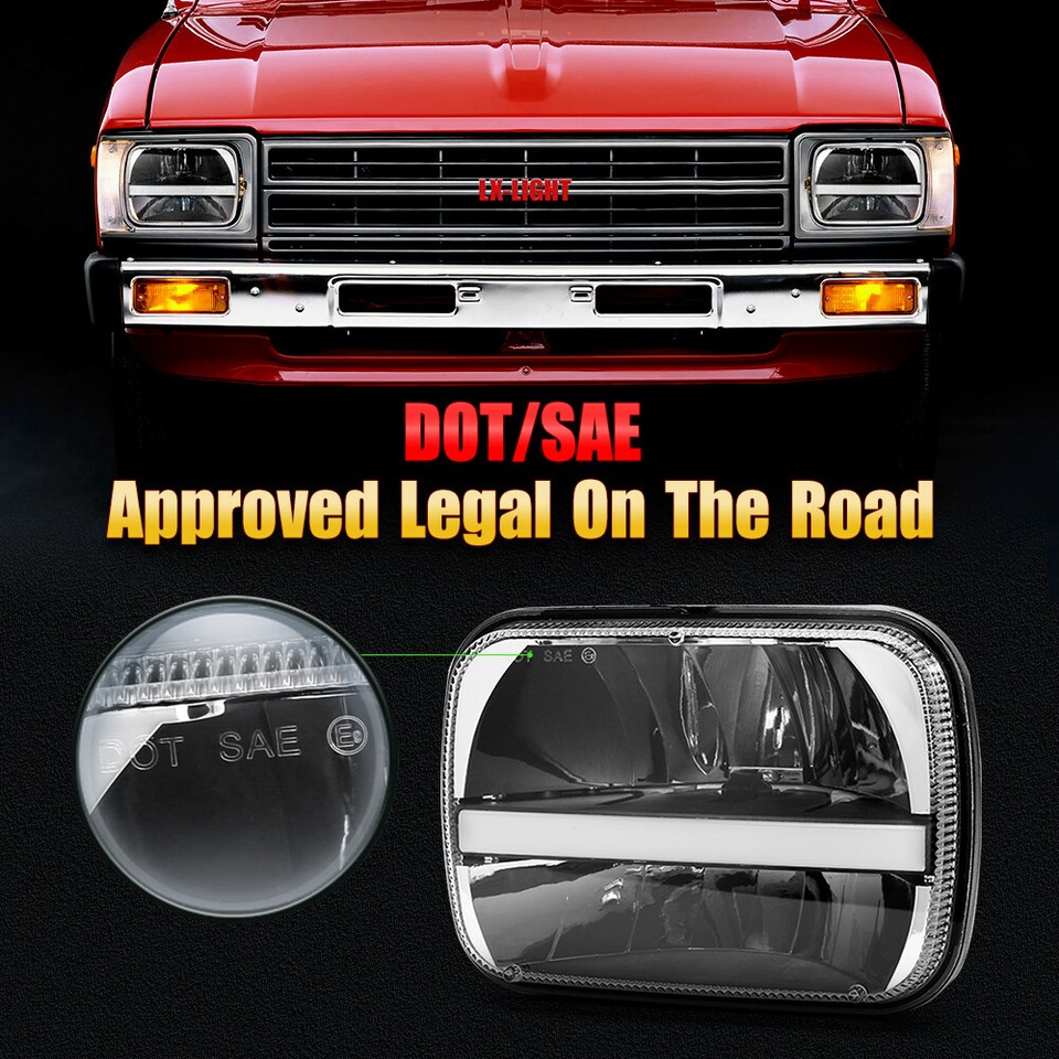 Fit for Ford F150 Bronco 1978-1986 Pair 7x6" Square LED Headlights Turn ...