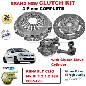 FOR RENAULT CLIO Mk III 1.2 1.2 16V 2005->on BRAND NEW 3PC CLUTCH KIT with CSC | eBay