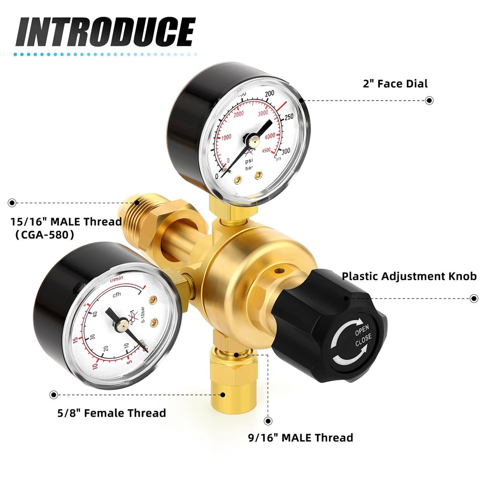 Argon CO2 Regulators Gauges Gas Welding Regulator CGA580 Fitting With ...