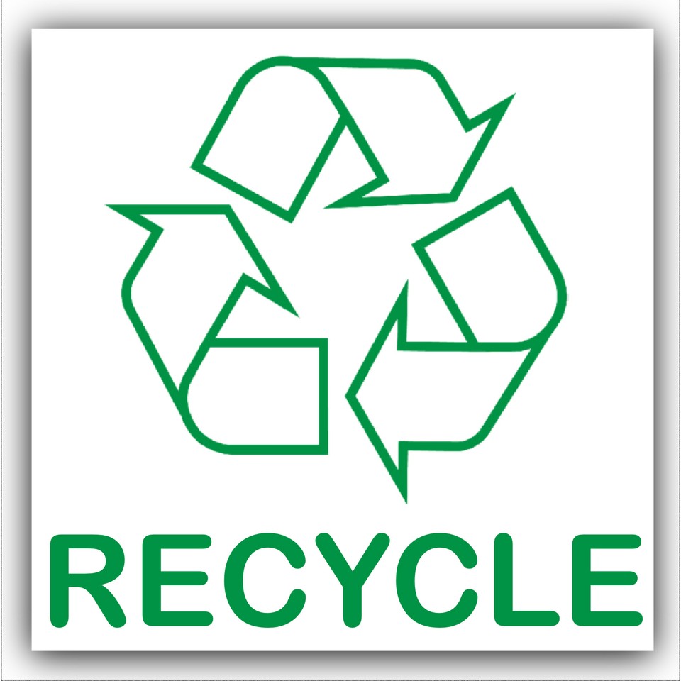 Recycling Stickers-Recycle Logo Paper Plastic Cans Bottles Glass-Waste ...