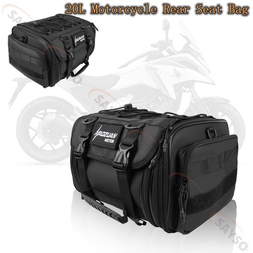 20L Motorcycle Black Universal Rear Tail Bags Luggage Rack Bag ...