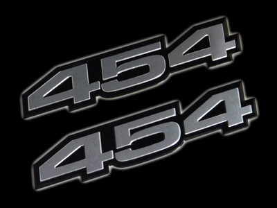VMS 2 CHEVY 454 CI CUBIC INCH ENGINE HO EMBLEMS SILVER BLACK | eBay
