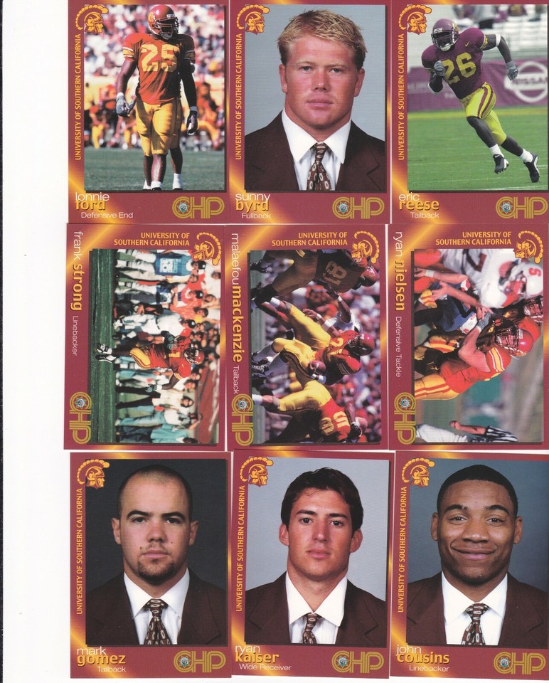 2001 USC TROJANS SOUTHERN CAL CHP 18 CARD SET LANDRIGAN SUNNY BYRD ...