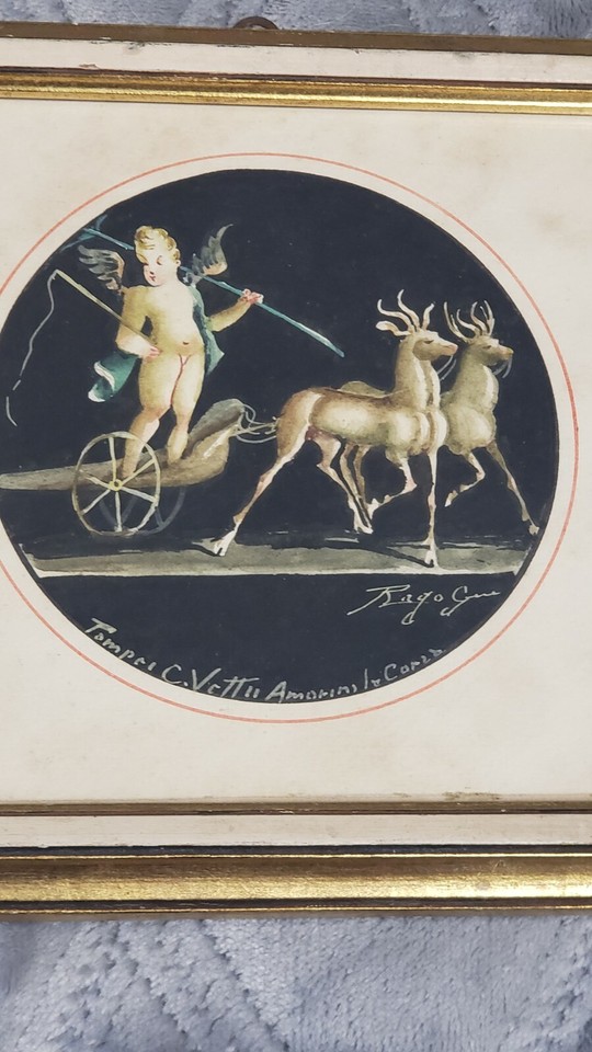 Rago Gulmi Italian Cherub Angels Vintage Framed Print Signed Watercolor ...