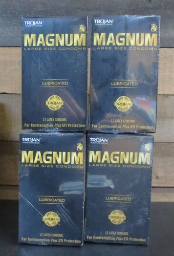 Trojan Magnum Large Size Lubricated Condoms -4 BOXES - 12 COUNT EACH | eBay