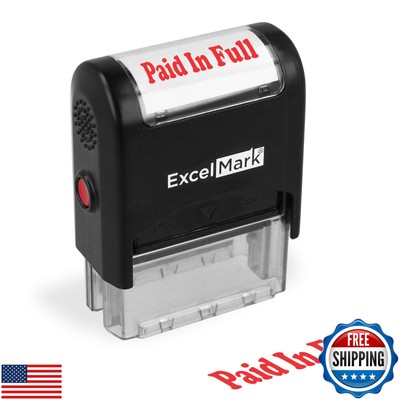 ExcelMark Paid in Full Self Inking Rubber Stamp - Red Ink | eBay