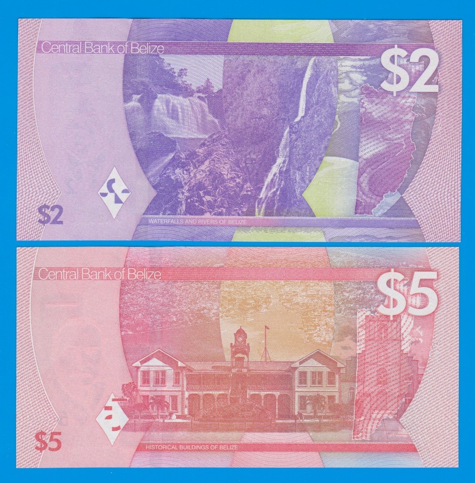 2 NOTES, Belize new 2025, 2 + 5 Dollars P 73 + 74 UNC | eBay