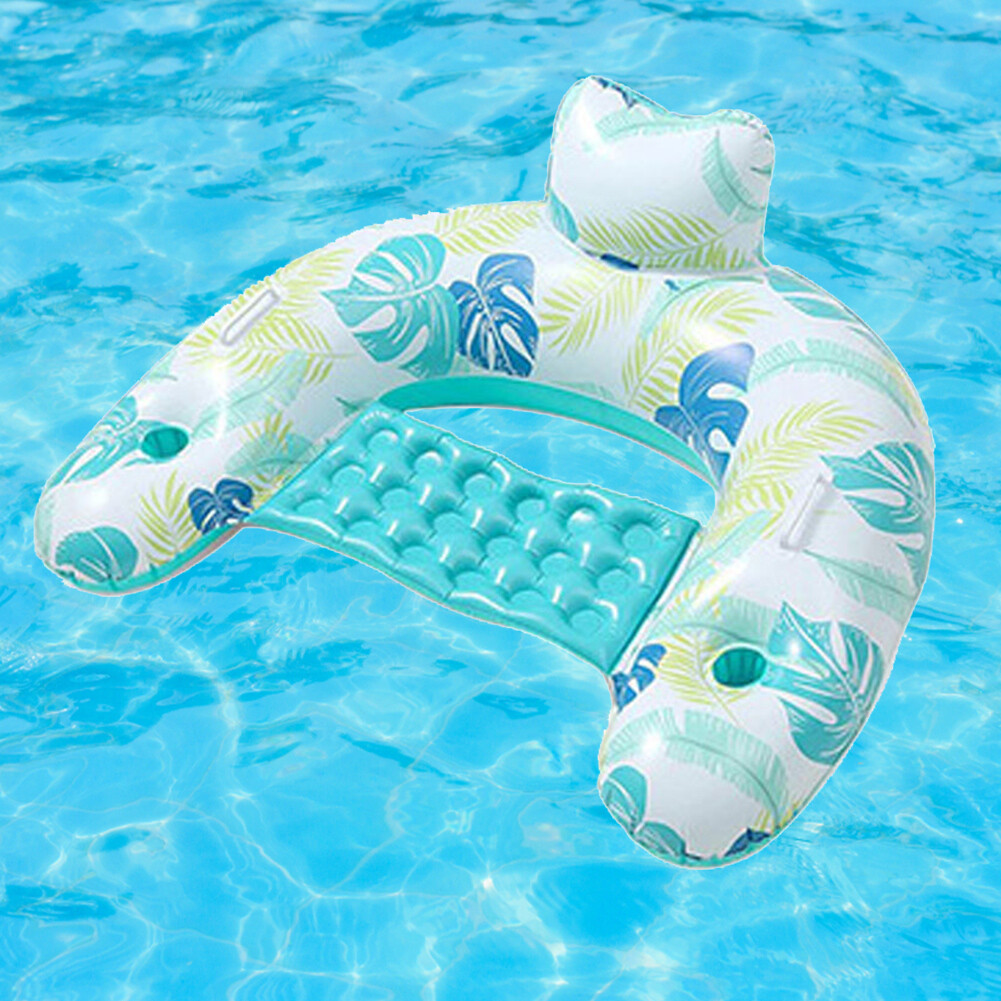PVC Pool Floating Chair Foldable Inflatable Water Lounger Float Seat ...