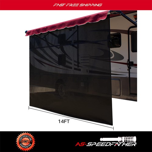 BLACK RV Awning Sun Shade Screen Mesh 13.1FT Length For Camper Trailer ...