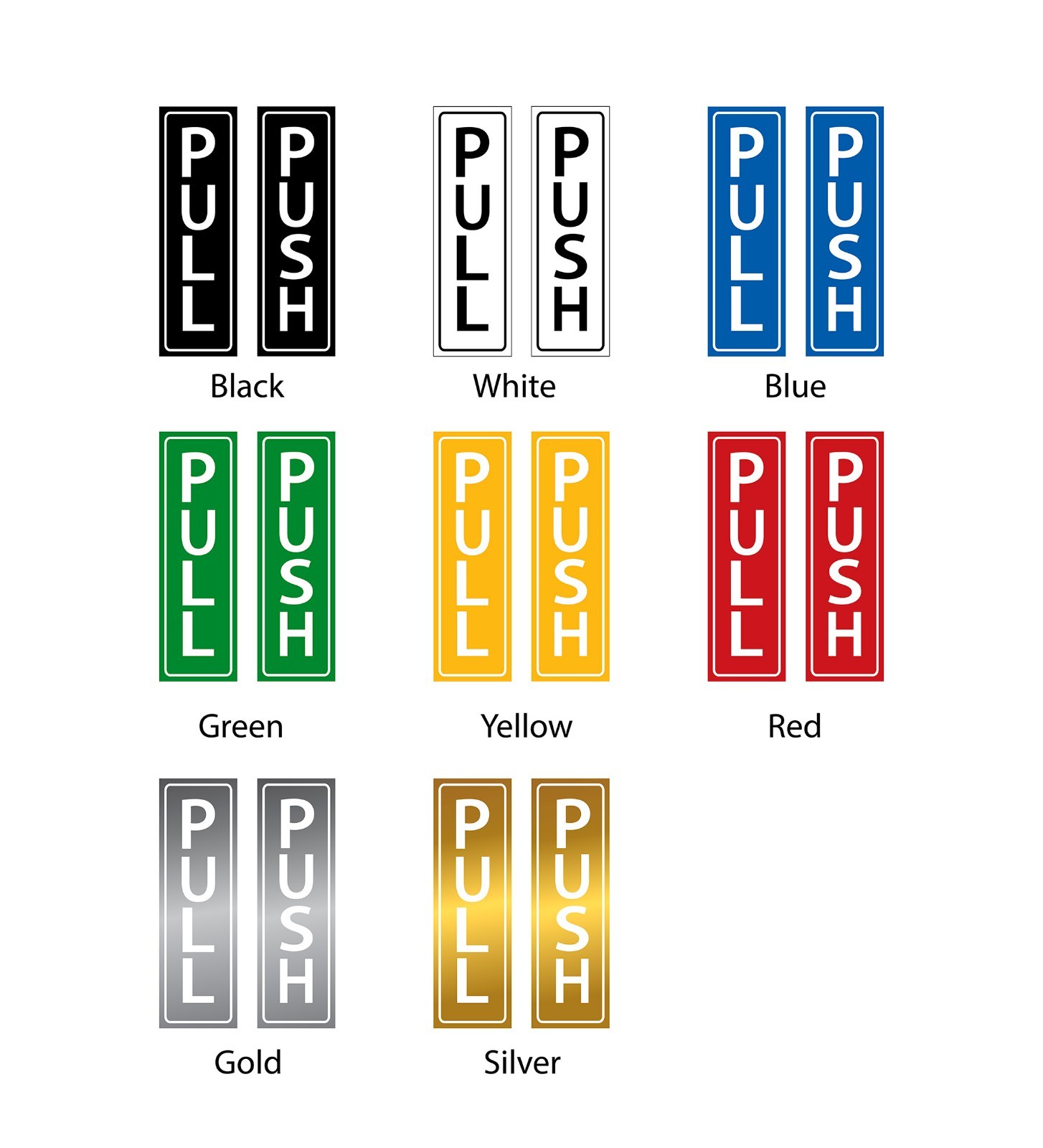 8x2.5" Pull(2/pack) and Push(2/pack) Sticker Business shop Glass Door ...