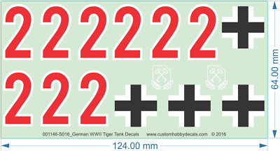 German WWII Tiger Tank Number Decals - 1/16 1/35 - Water Decal | eBay