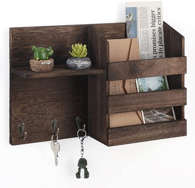 Rustic Mail Sorter Home Organizer Wall Mounted Storage Holder Shelf w/3 ...