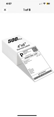 500 4"x6"inch Fan-fold Direct Thermal Shipping Label Paper Self ...
