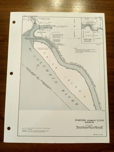 1954 Skamokawa Steamboat Slough Washington Army Engineering Sketch Map ...