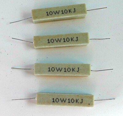 10,000 Ohm 10 watt wire round ceramic resistors 10W10KJ (4 pieces) us ...