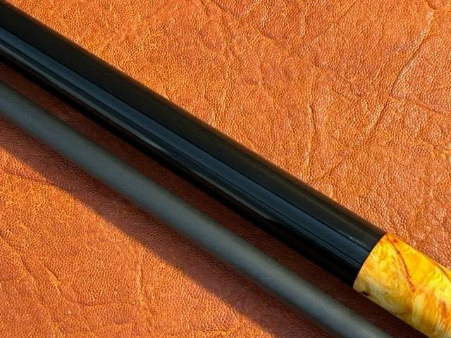 TNT Custom Pool Cue 1 of 1 With Carbon Fiber Shaft. Red Yellow Cedar ...