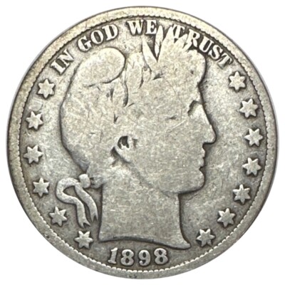 1898 U.S. 90% Silver Barber Half Dollar - Very Good-ish | eBay