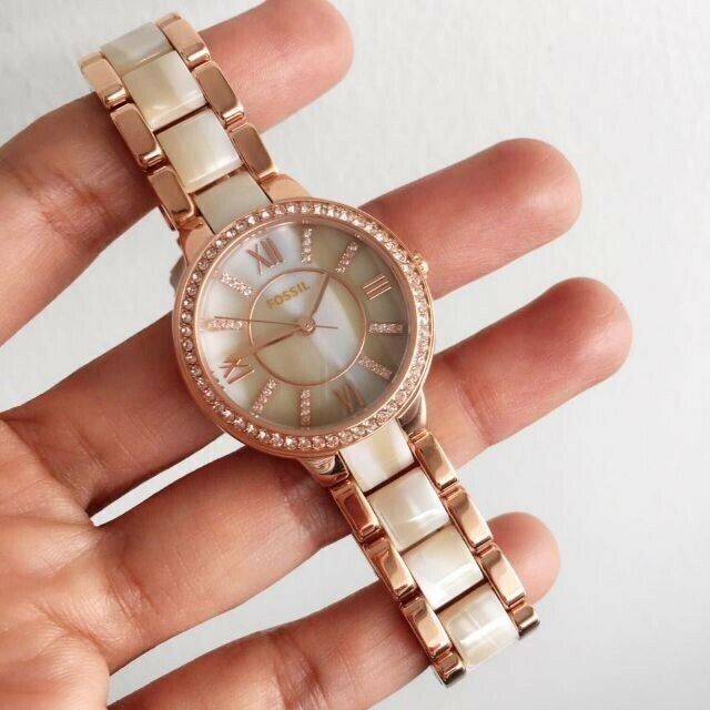 Fossil ES3716 Virginia Or rose et acétate de corne Montre pour femme en ...