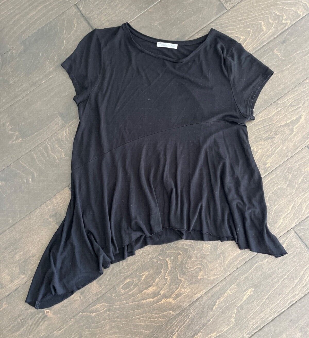 Zara Woman Basic Collection Top Black Asymmetrical Ra… - Gem