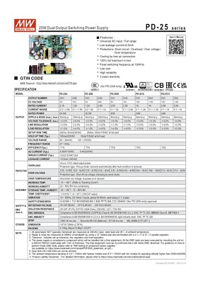 Mean Well New In Box PD-2503 Open Frame Power Supply | eBay