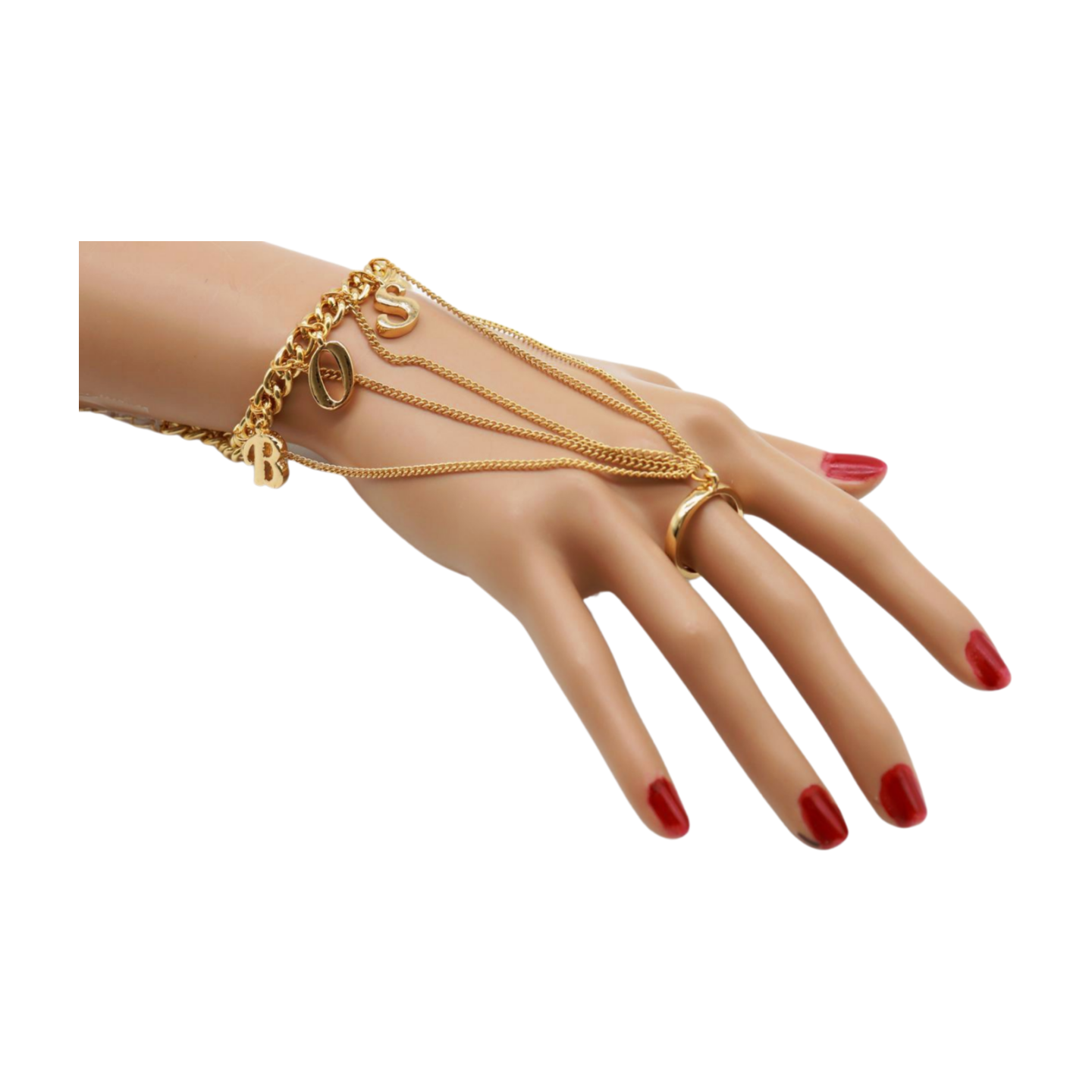 Women Gold Metal Hand Chain BOSS Cool Bracelet Ring Amazing Vibe ...