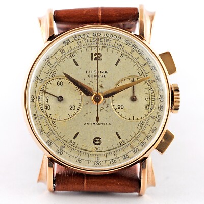 18K SOLID ROSE GOLD LUSINA SWISS CHRONOGRAPH CAL VALJOUX 23 SERVICED ...